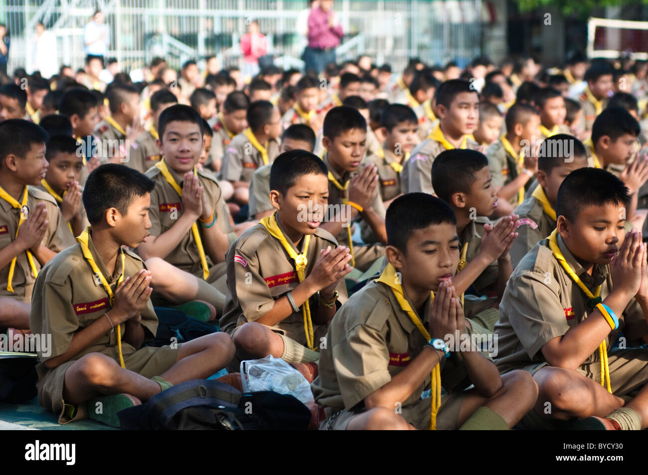 School assembly at Mattayom Wat Benjamaborpit school, Bangkok, Thailand ...