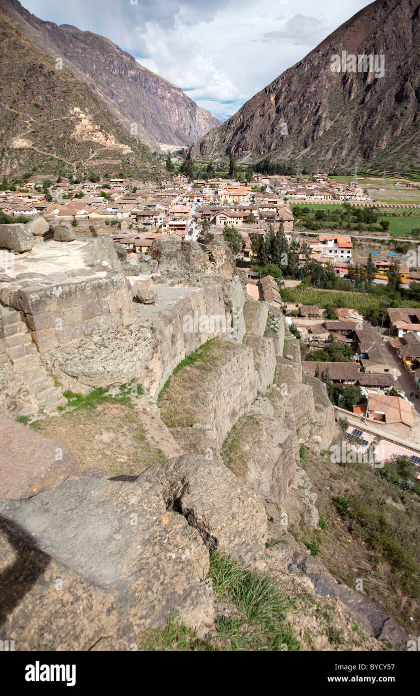 Incan stone work and terracing at Ollantaytambo, Peru, South America ...