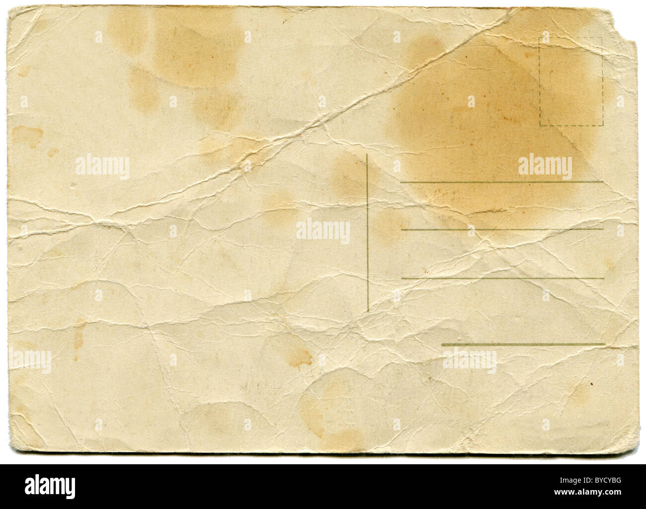 back side of an antique post card isolated on white Stock Photo - Alamy