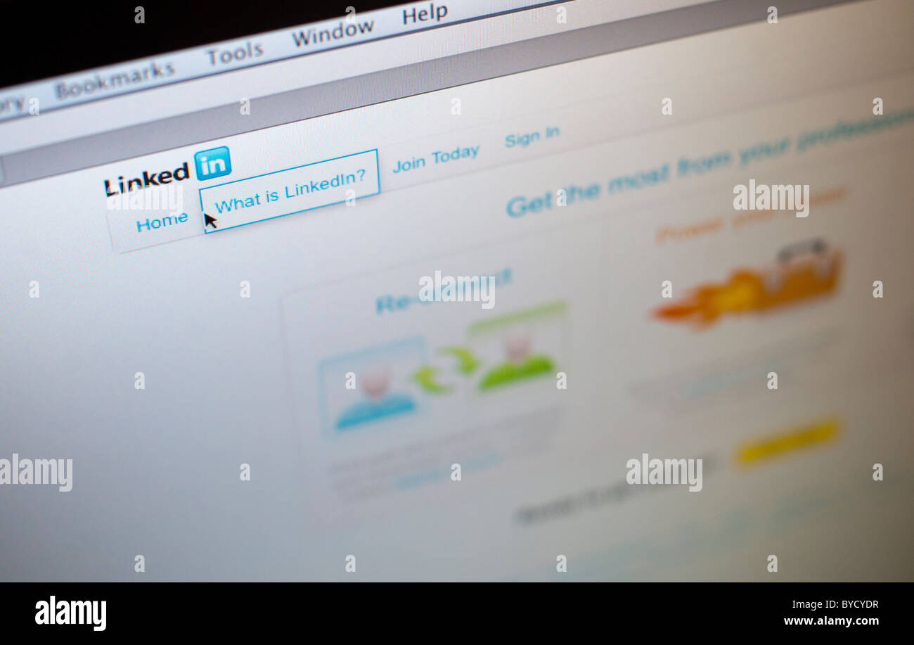 A screenshot of the popular Linked In networking website on Friday ...
