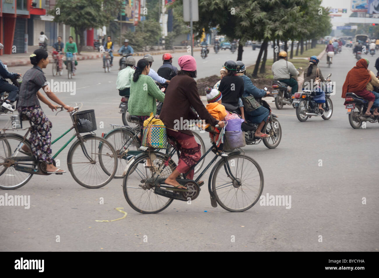 Myanmar (aka Burma), Mandalay. Typical street scene Stock Photo - Alamy