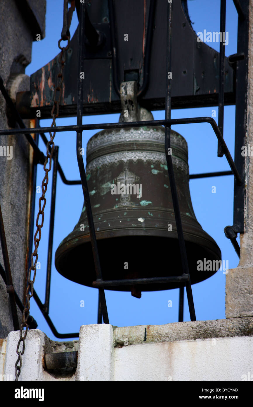 A church bell in a bell tower in a Church in Portugal Europe Stock ...