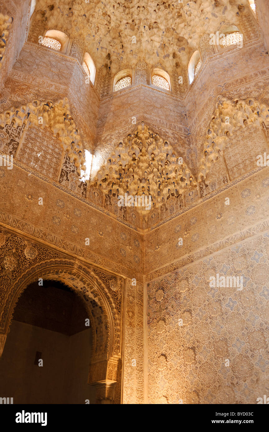 The ceiling inside Sala de los Abencerrajes at the Alhambra, Granada ...