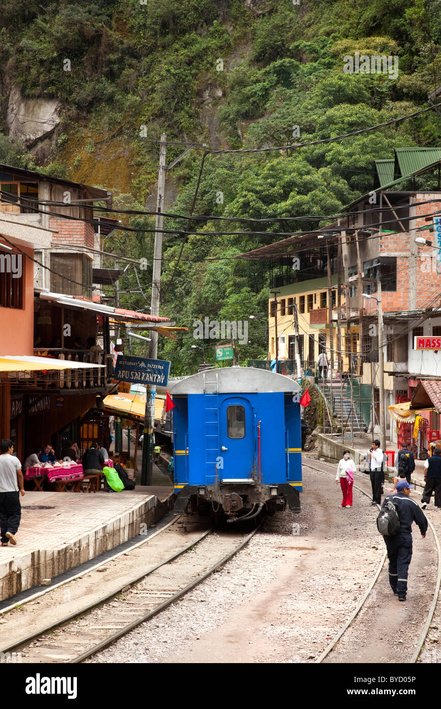 Train at Aguas Calientes railway station, Peru, South America Stock ...