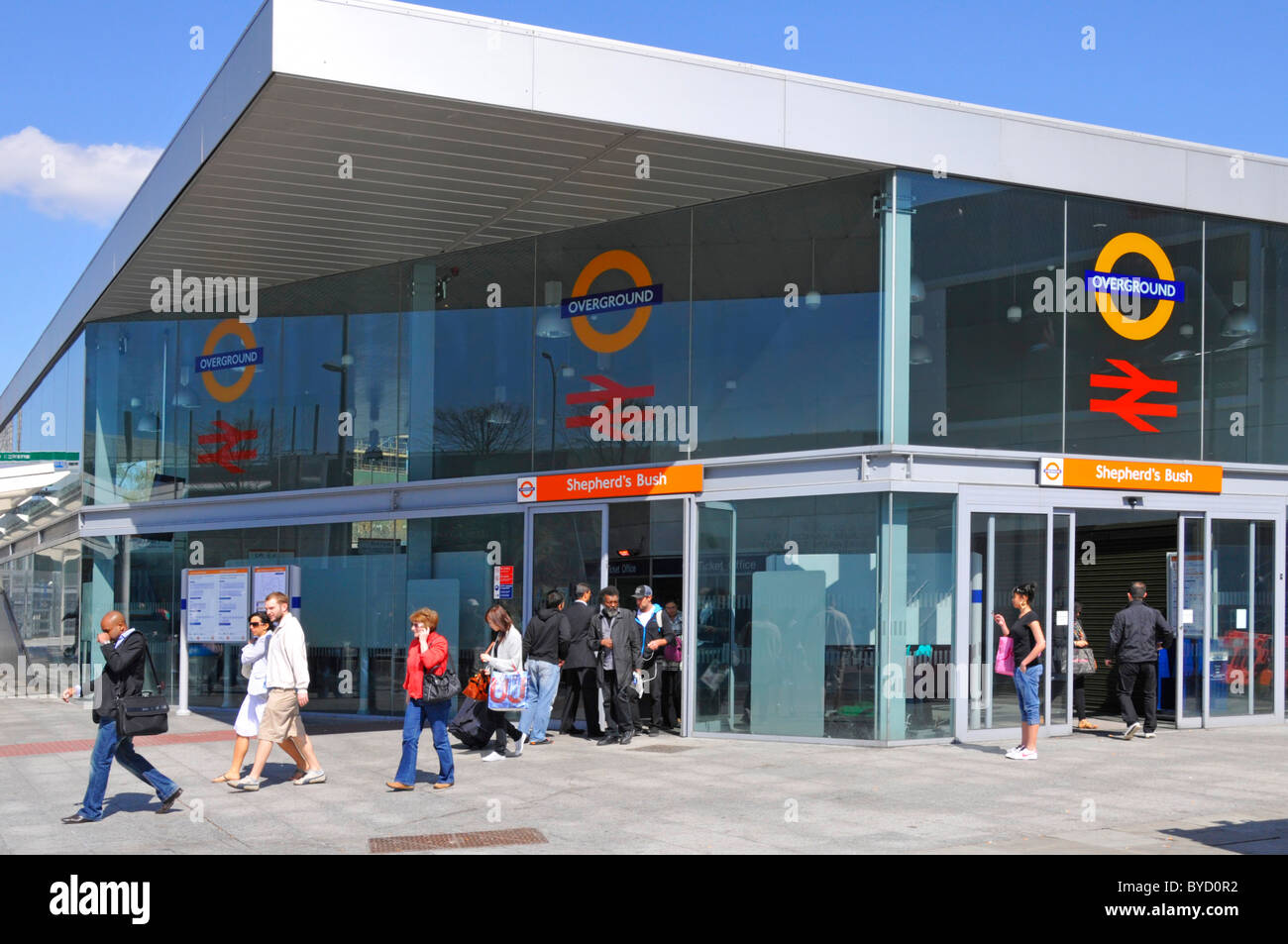 Modern design glass front Shepherds Bush Overground public transport ...