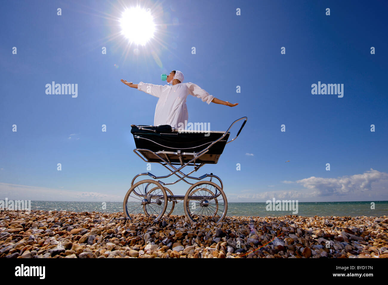 Pram Race: Alex Bossom (in pram) and his great Uncle Nim Whitmarsh ...