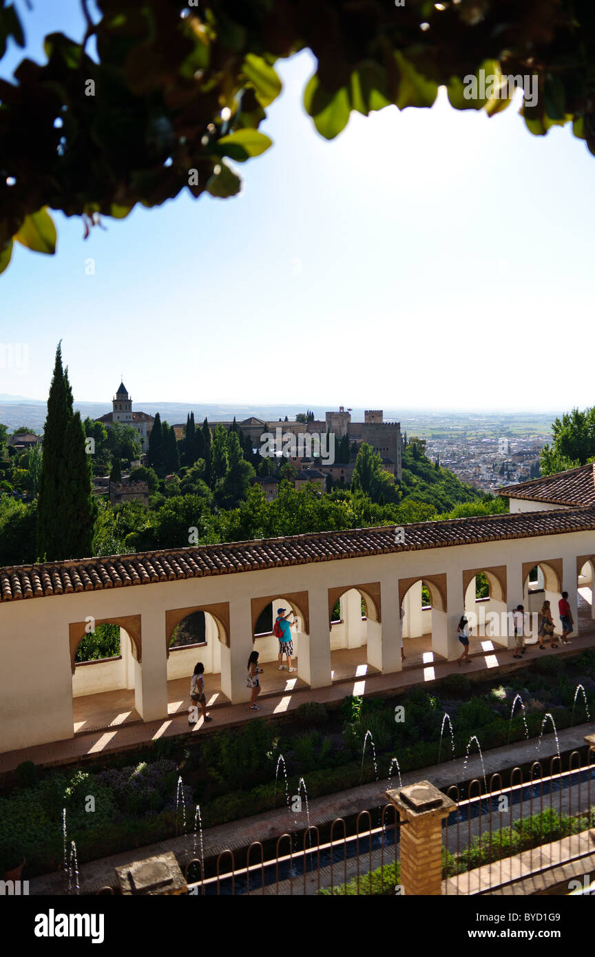 A view over the city of Granada from the Alhambra, Spain Stock Photo ...