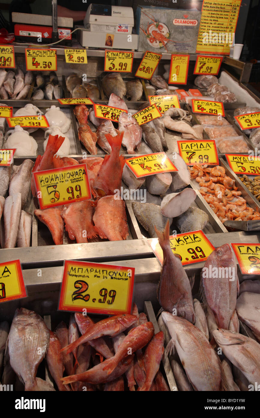 Athens central fish market hi-res stock photography and images - Alamy