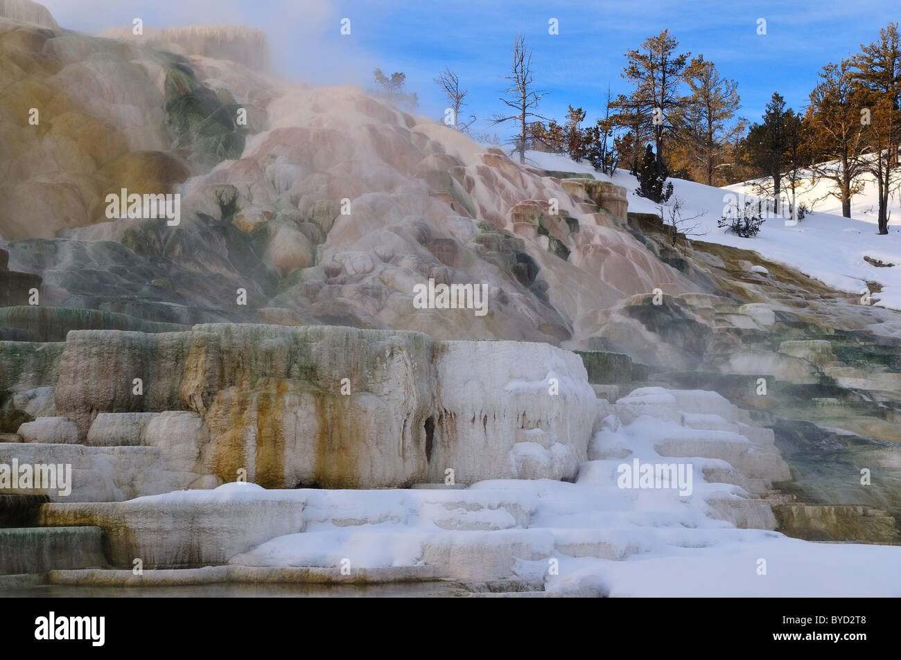 Yellowstone hot springs terrace hi-res stock photography and images - Alamy