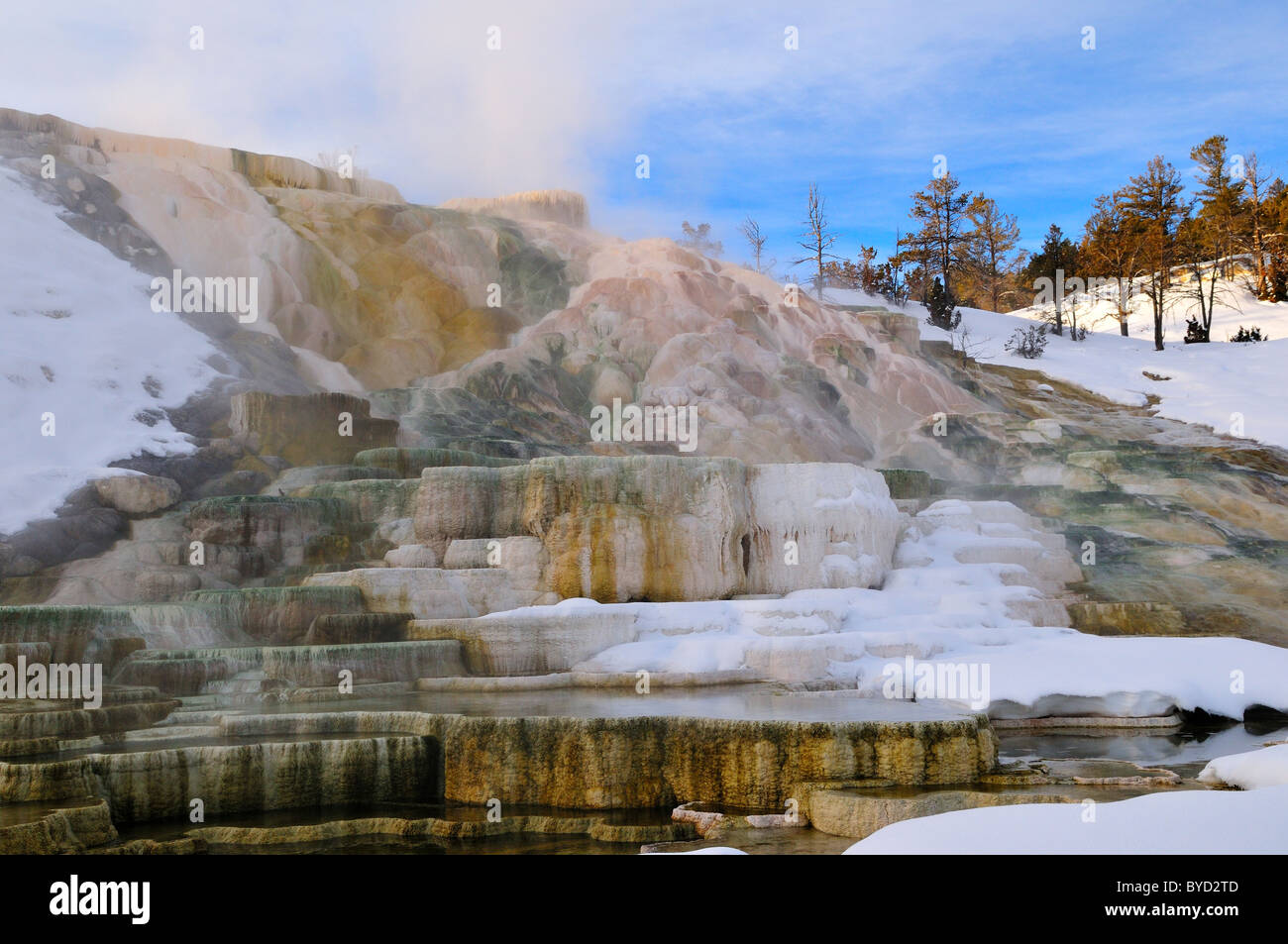Yellowstone hot springs terrace hi-res stock photography and images - Alamy