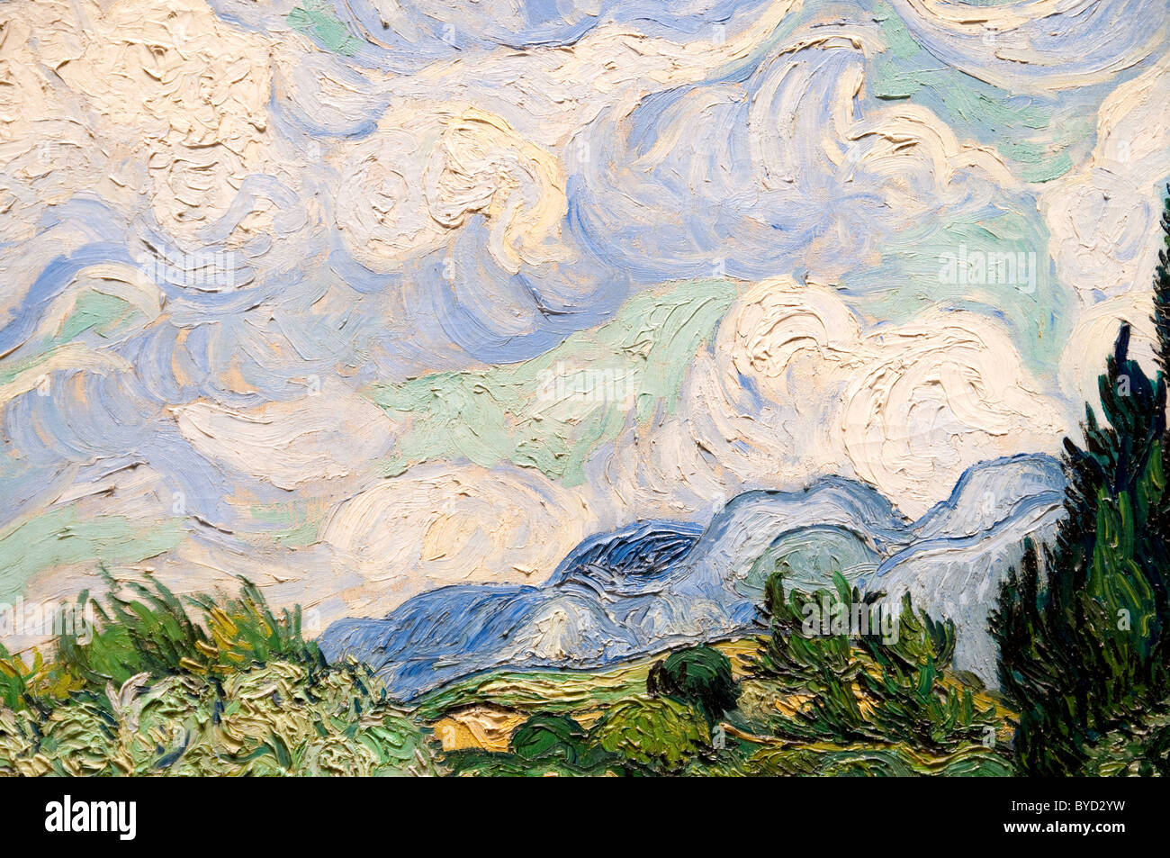 Detail: Wheat Field with Cypresses, 1889, by Vincent van Gogh Stock ...