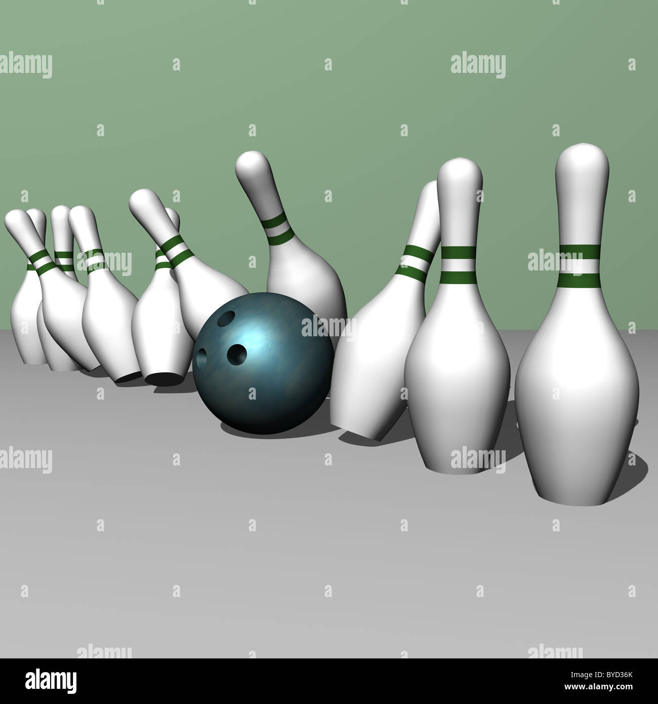 The ball breaks bowling size Stock Photo - Alamy