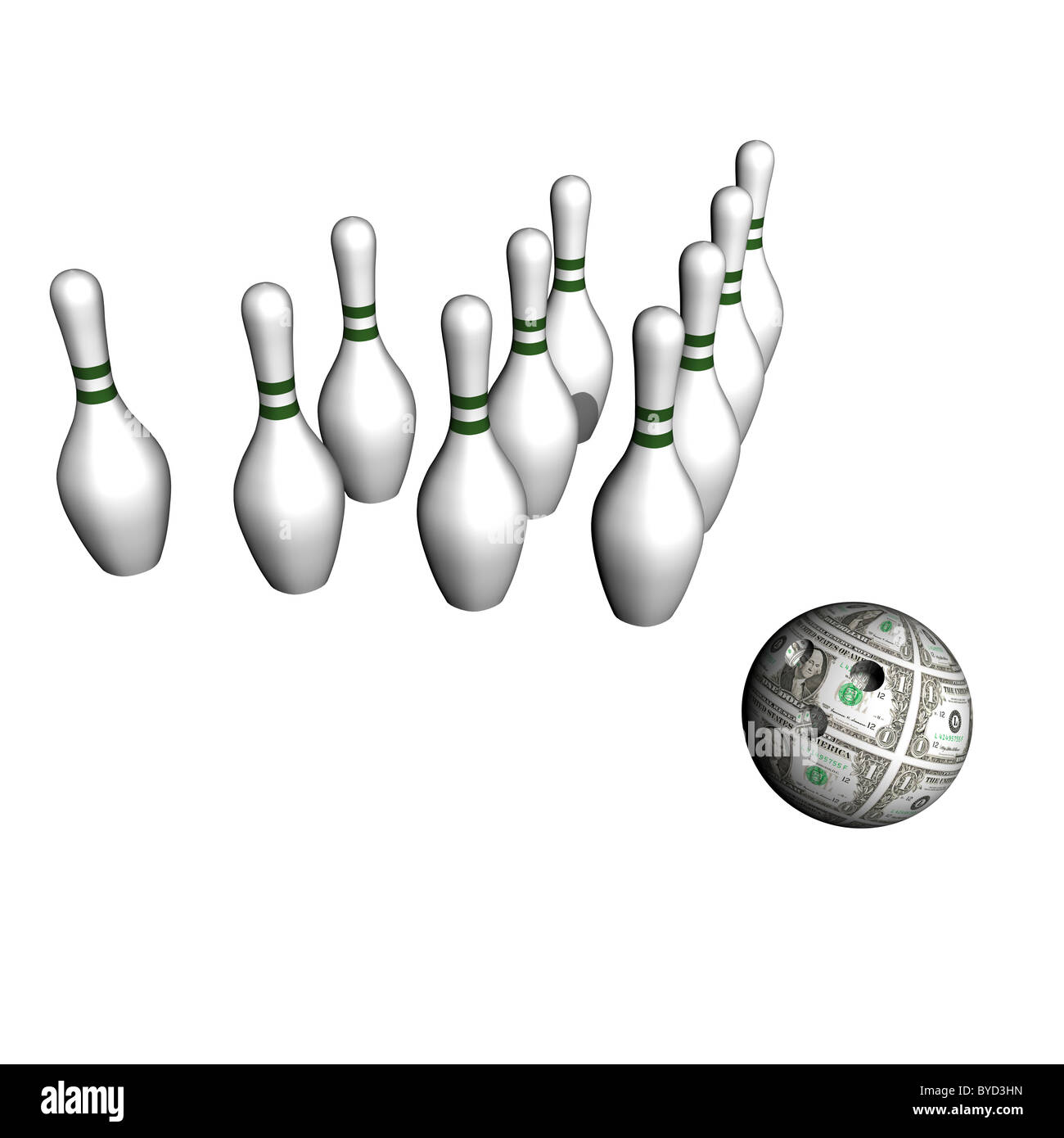 White size and dollar ball of bowling on a white background Stock Photo ...