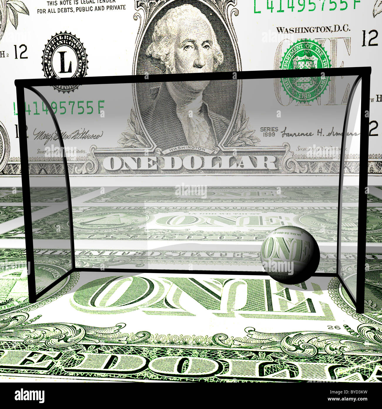 Football, dollar ball in collars, a dollar field Stock Photo - Alamy