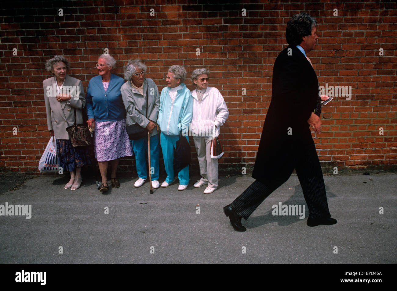 Five elderly women on-lookers watch the hoi-palloi outside the famous ...
