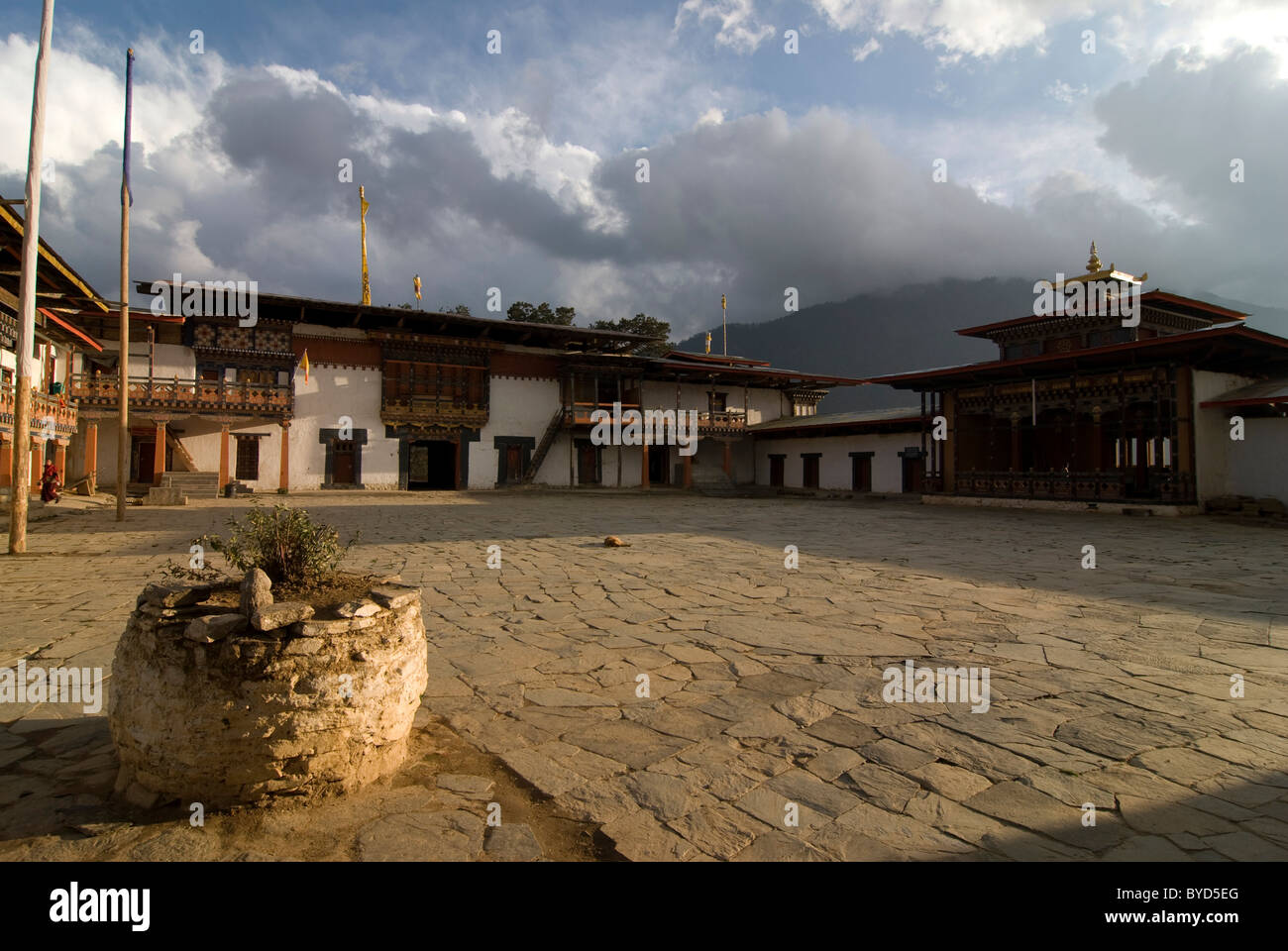 Courtyard in the fortress castle Wangdue Phondrang, Bhutan, Asia Stock ...