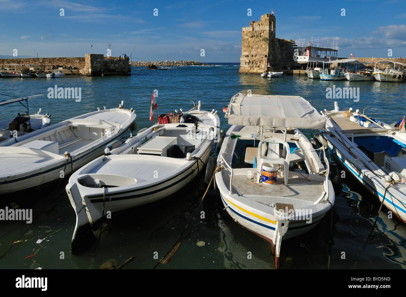Historic port, harbour of Byblos, Jbail, Jbeil, Lebanon, Middle East ...