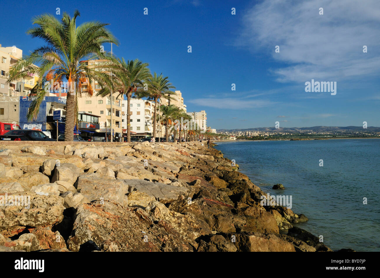 Seaside promenade in Tyros, Tyre, Sour, Lebanon, Middle East, West Asia ...
