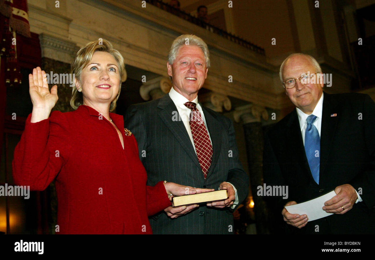 Hilary and Bill Clinton Vice President Cheney swore in elected Senators ...