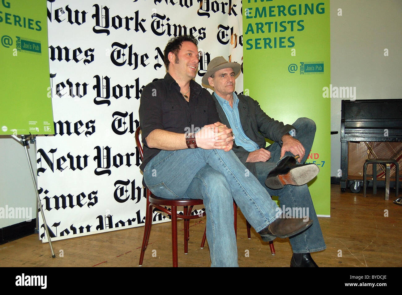 Musicians Nicholas Barron (left) and James Taylor (right) attend The ...