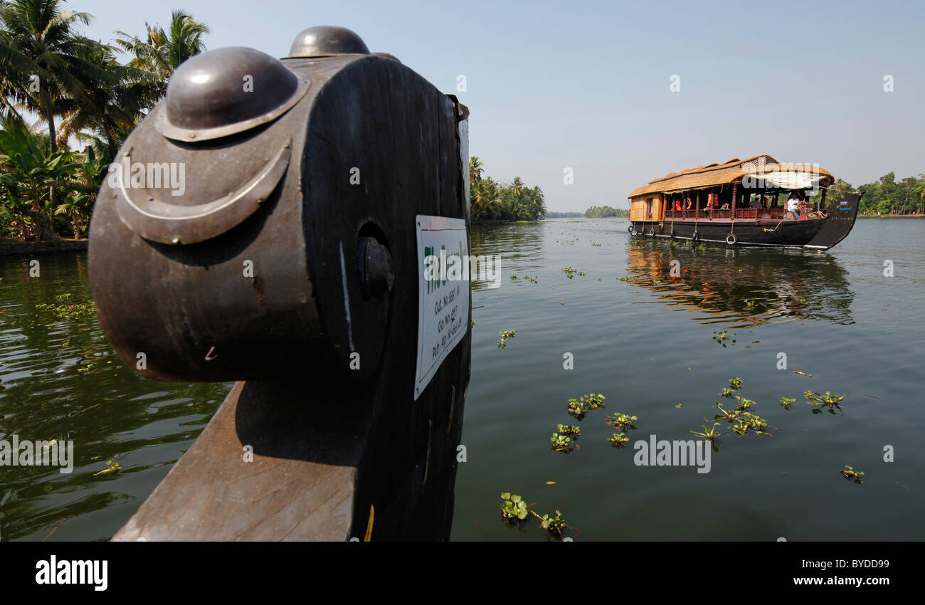 Luxury houseboat on a canal, Haripad, Alappuzha, Alleppey, Kerala ...