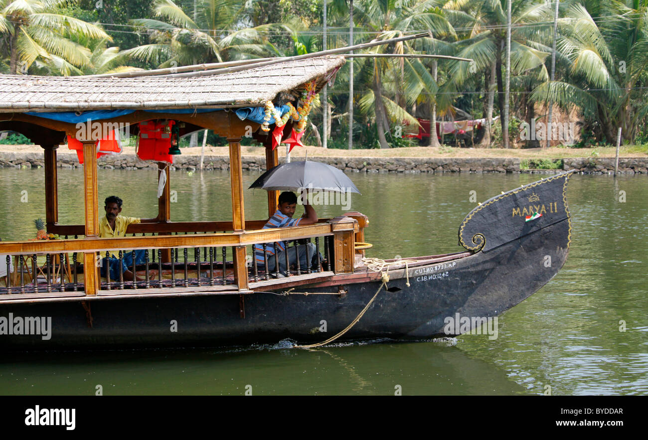 Houseboat on a canal, Haripad, Alappuzha, Alleppey, Kerala, India, Asia ...