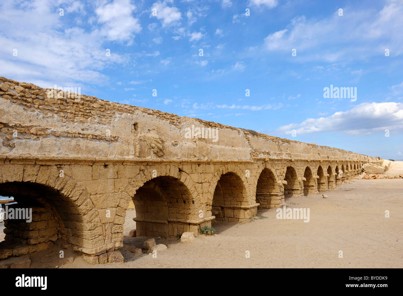 Roman aqueduct, ancient Roman city of Caesarea, Israel, Middle East ...