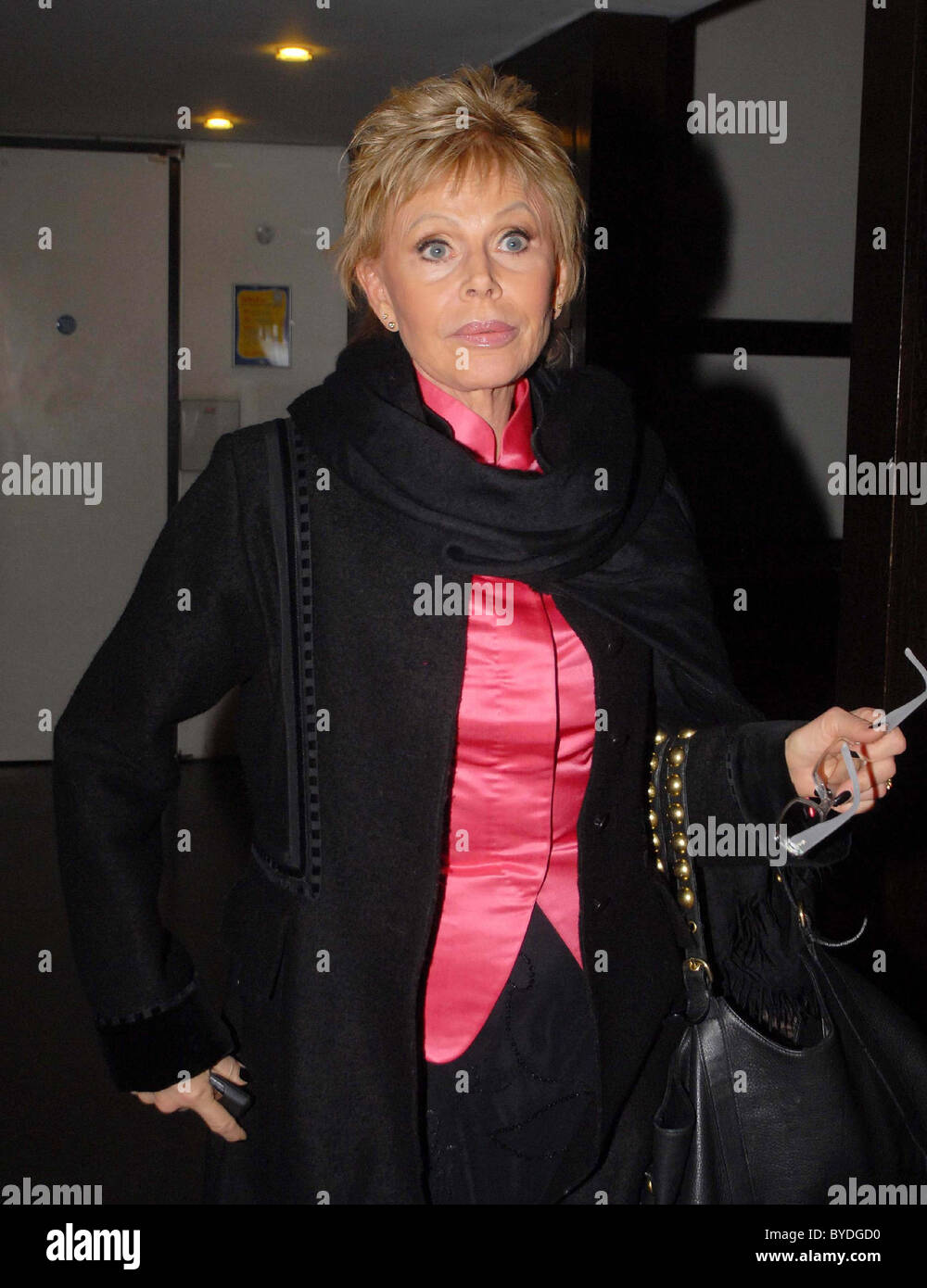 Britt Ekland leaving RTE Studios after appearing on the Late Late Show ...