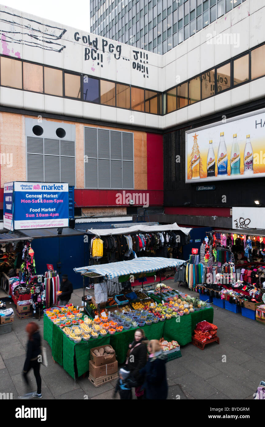 Part of the market around the Elephant and Castle shopping centre in ...