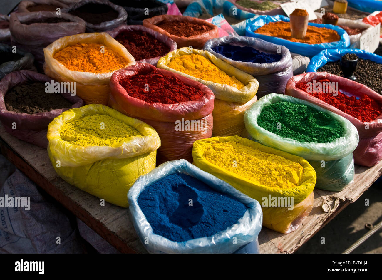 Colourful spices at a market stand, Osh, Kyrgyzstan, Central Asia Stock ...