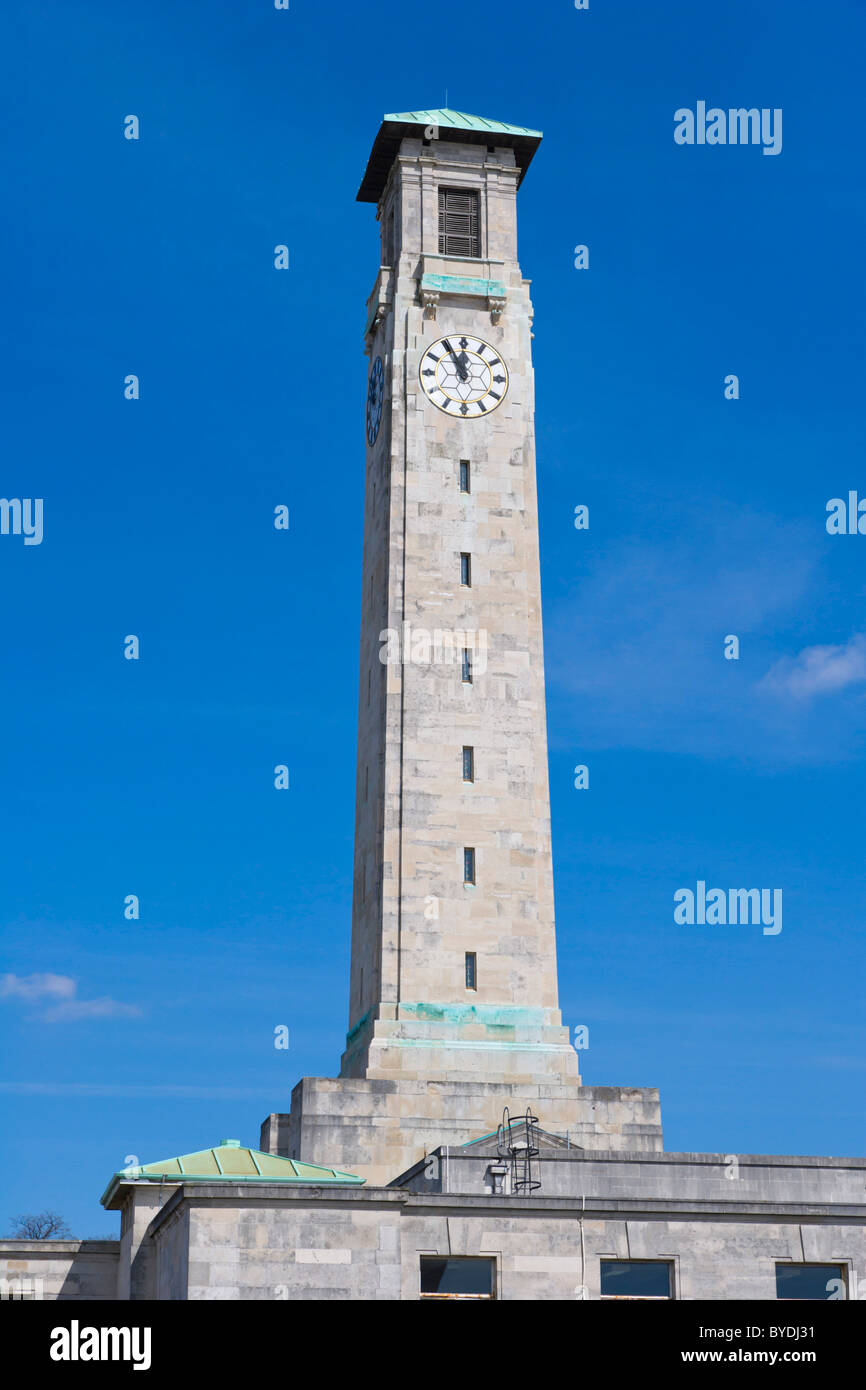 The clock tower of The Civic Centre, Southampton, Hampshire, England ...