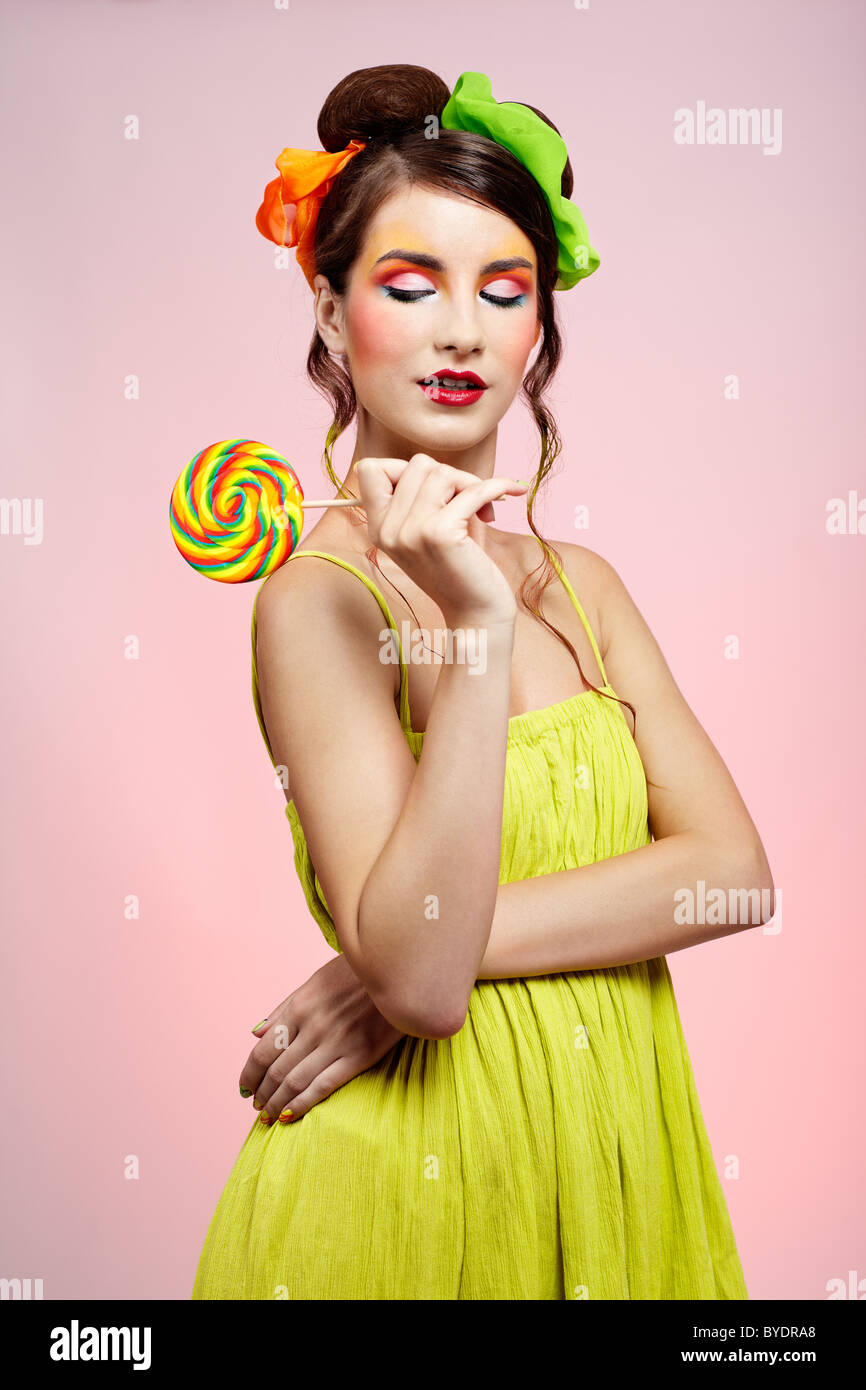 beautiful model with lollipop Stock Photo - Alamy