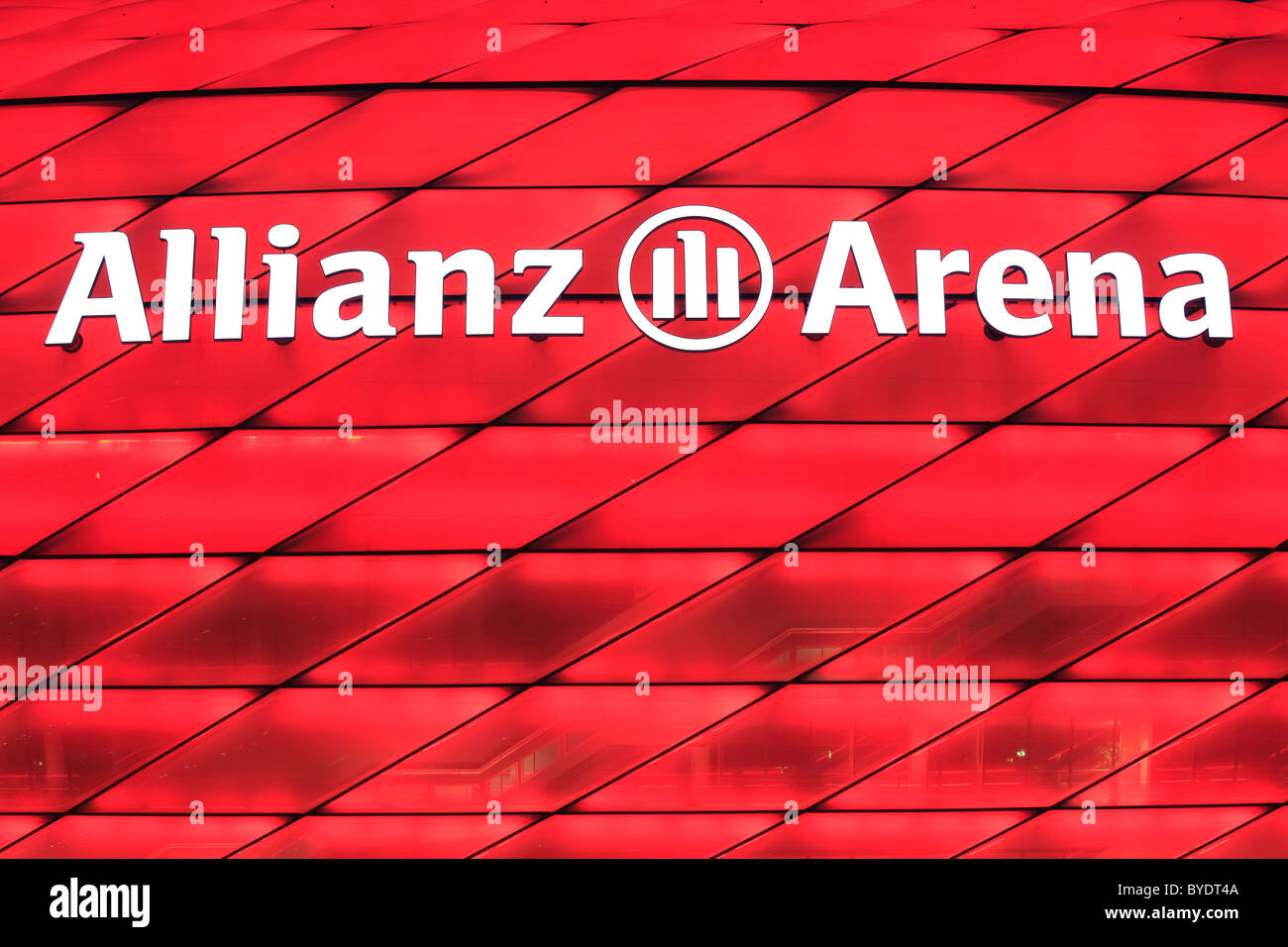 Allianz Arena football stadium, lettering, Munich, Bavaria, Germany ...
