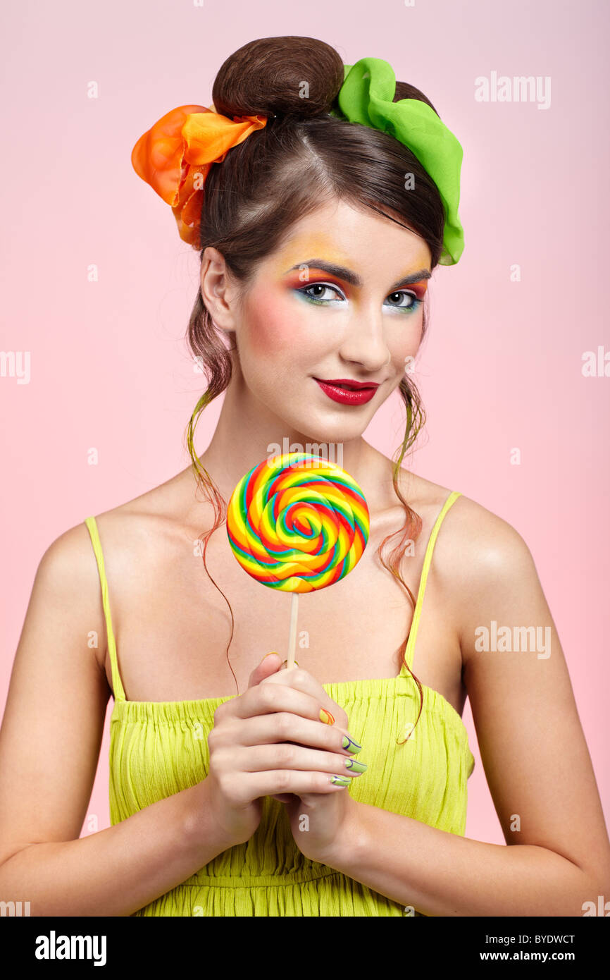 beautiful model with lollipop Stock Photo - Alamy