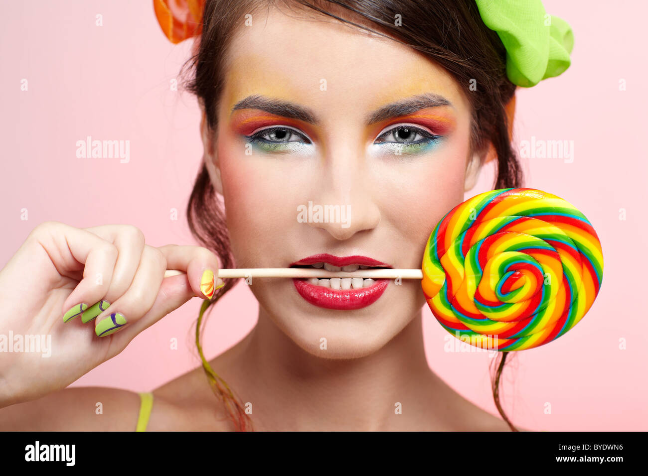 beautiful model with lollipop Stock Photo - Alamy