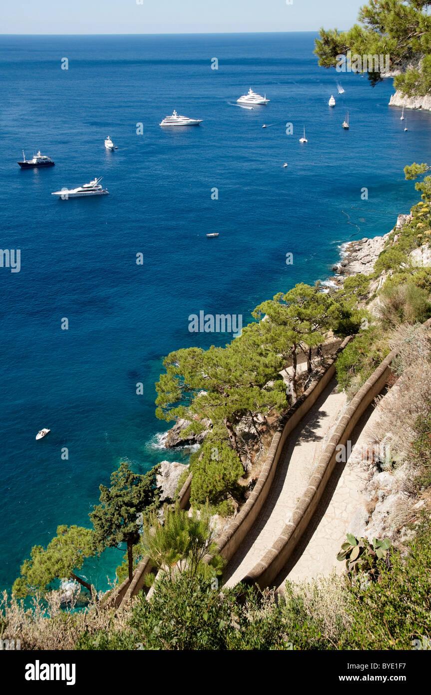 View over Via Krupp with boats in the bay in front of Marina Piccola ...