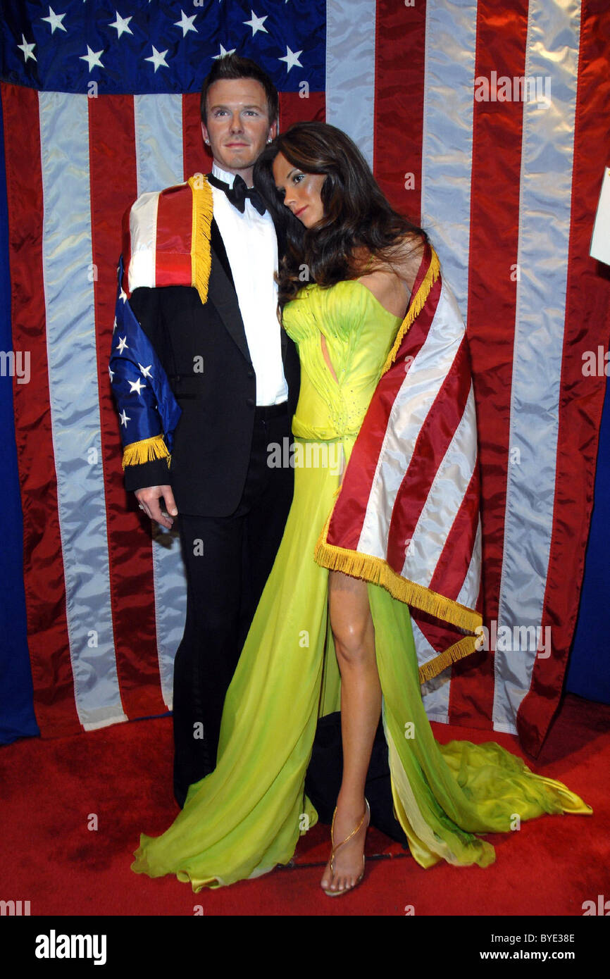David Beckham and Victoria Beckham wax figures Madame Tussauds New York ...