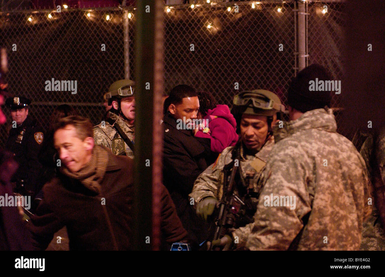 Will Smith on the film set of 'I Am Legend' at the Brooklyn Bridge New ...