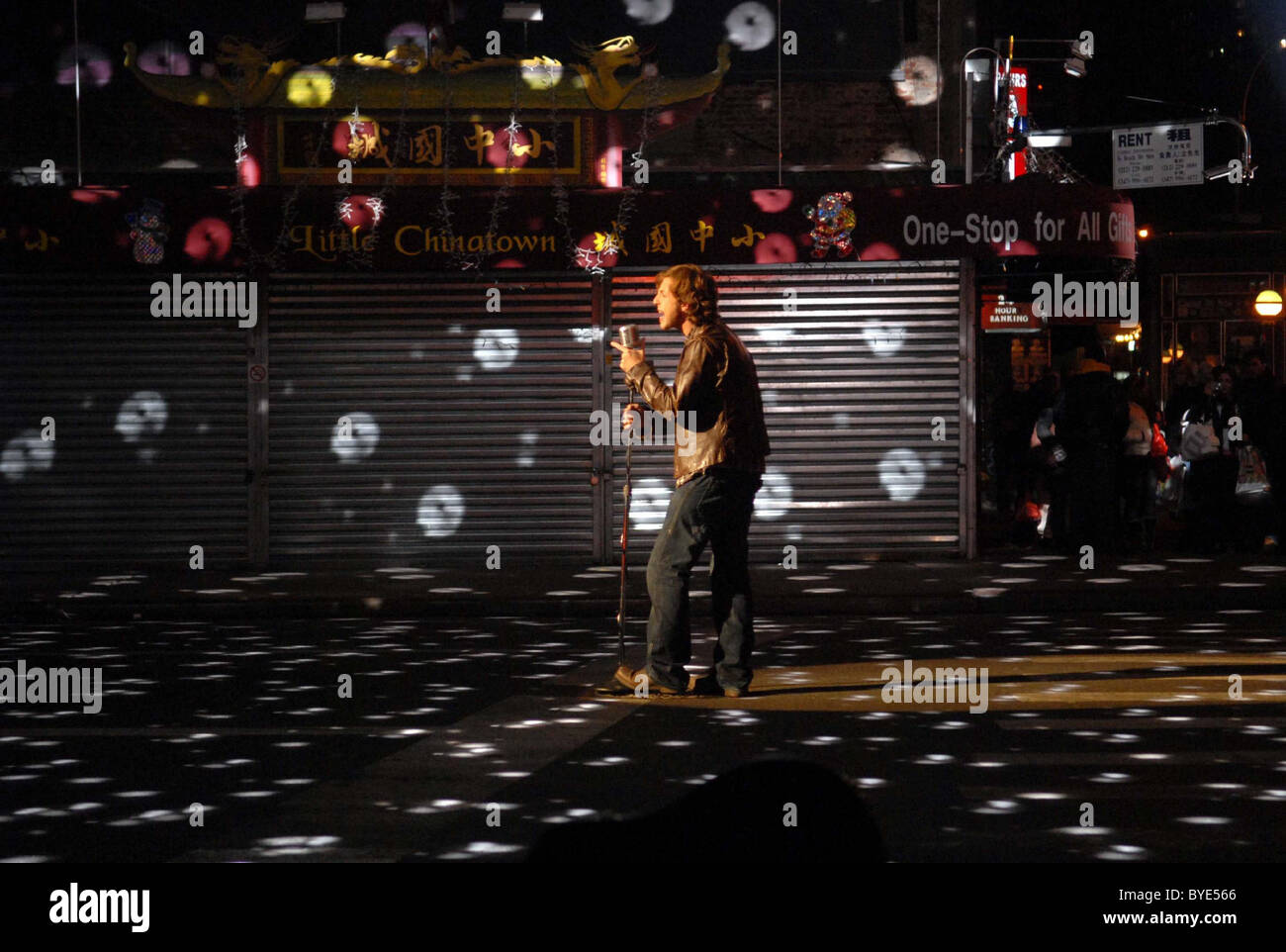 UK pop singer James Morrison filming a music video in Chinatown New ...