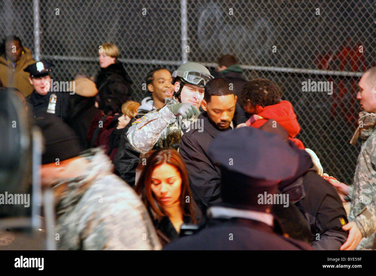 Will Smith on the film set of 'I Am Legend' at the Brooklyn Bridge New ...