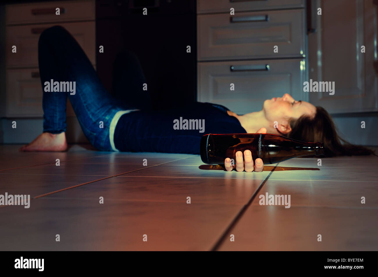 Drunk woman floor hi-res stock photography and images - Alamy