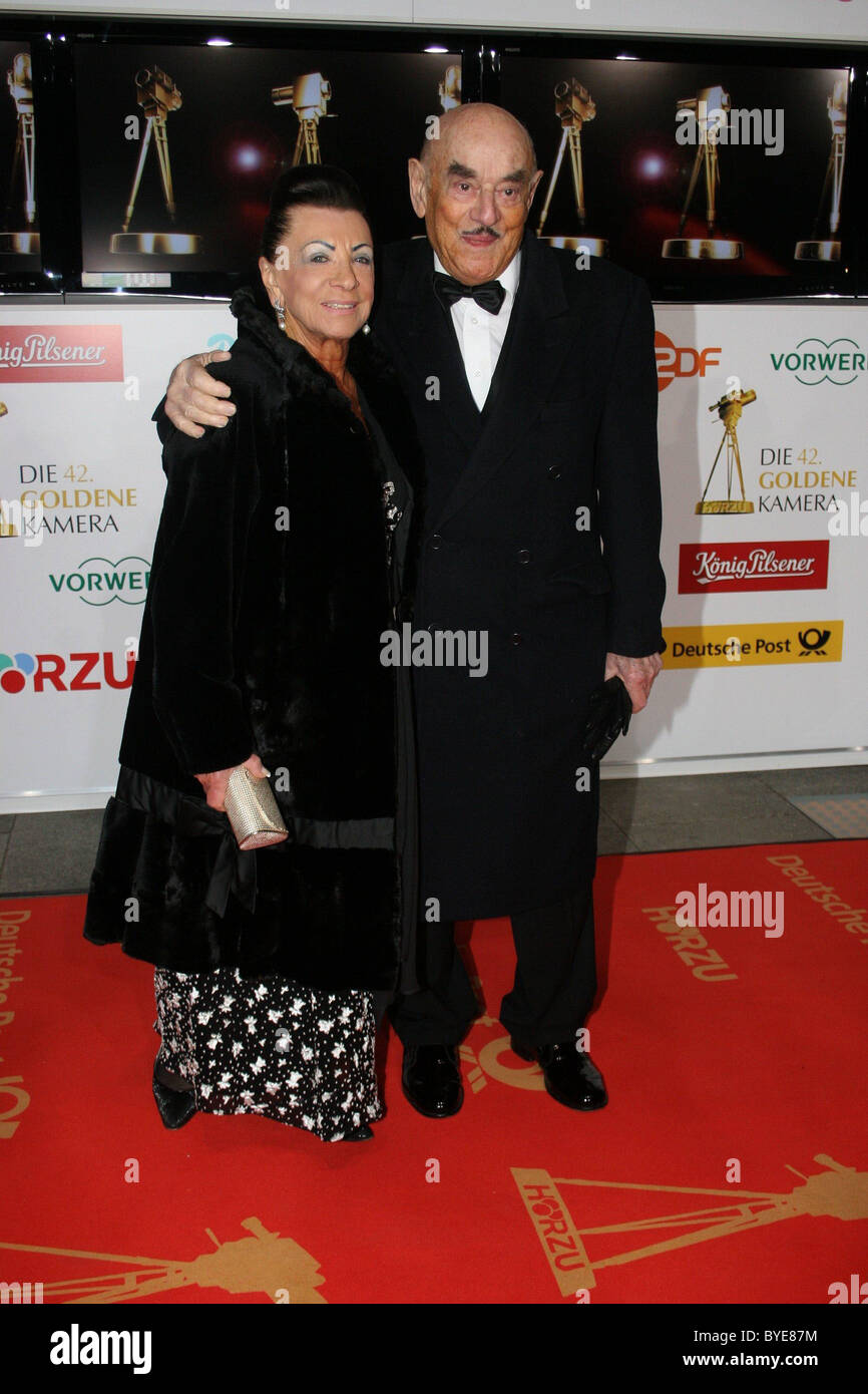 Artur Brauner and his wife Maria at the Goldene Kamera awards (Golden ...
