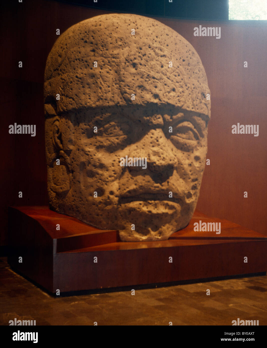 Olmec stone head Mexico City museum Stock Photo - Alamy