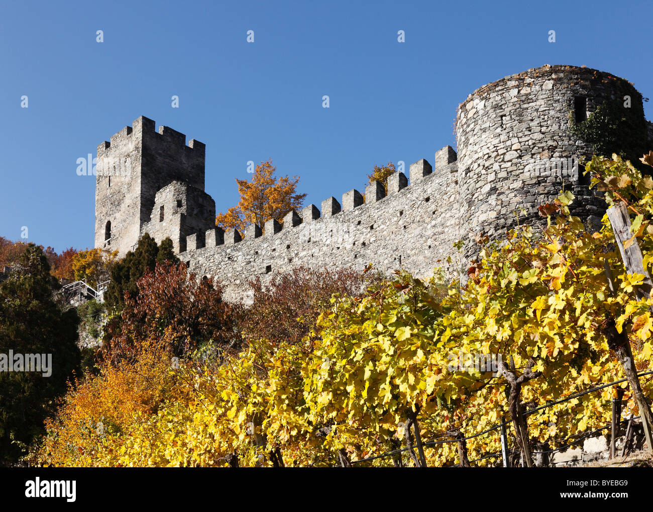Hinterhaus castle ruins, town of Spitz, Wachau valley, Waldviertel ...