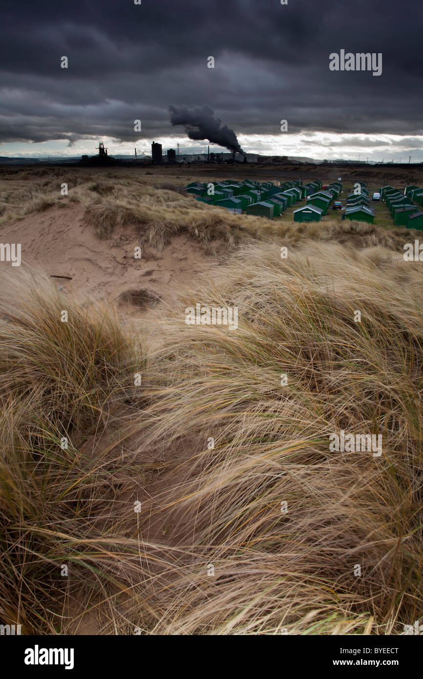 Dunes and Steel Works, Redcar Teesside Stock Photo - Alamy