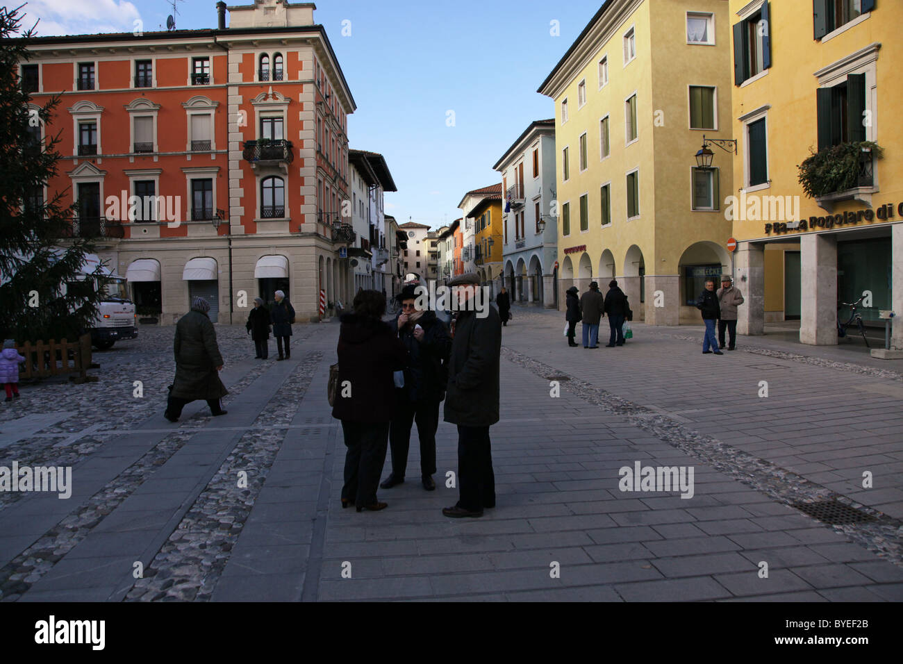 Street scene in the village of Spilimbergo in the province of Pordenone ...