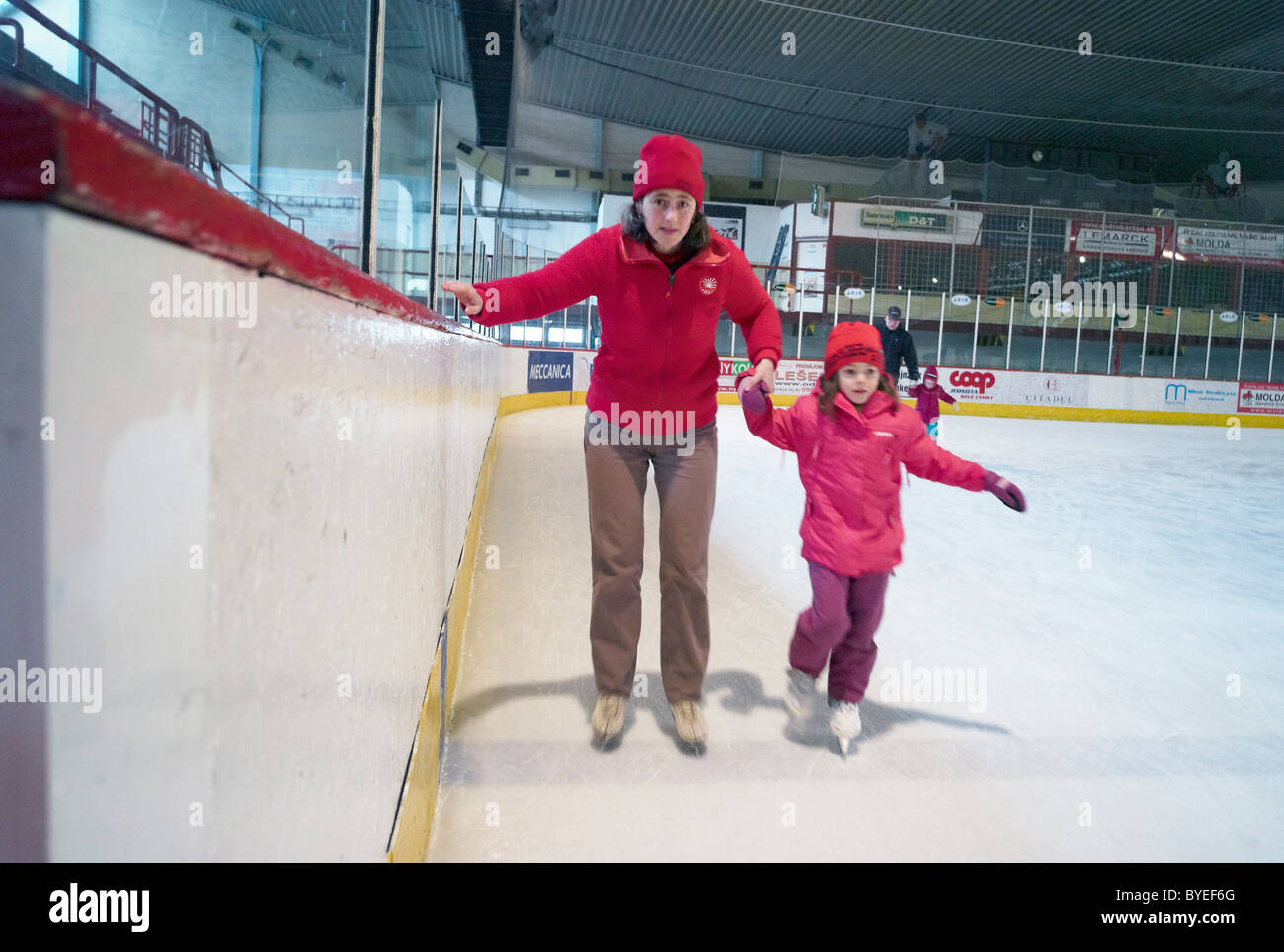 Skaters on an ice rink in Novey Zamky Slovakia Stock Photo - Alamy