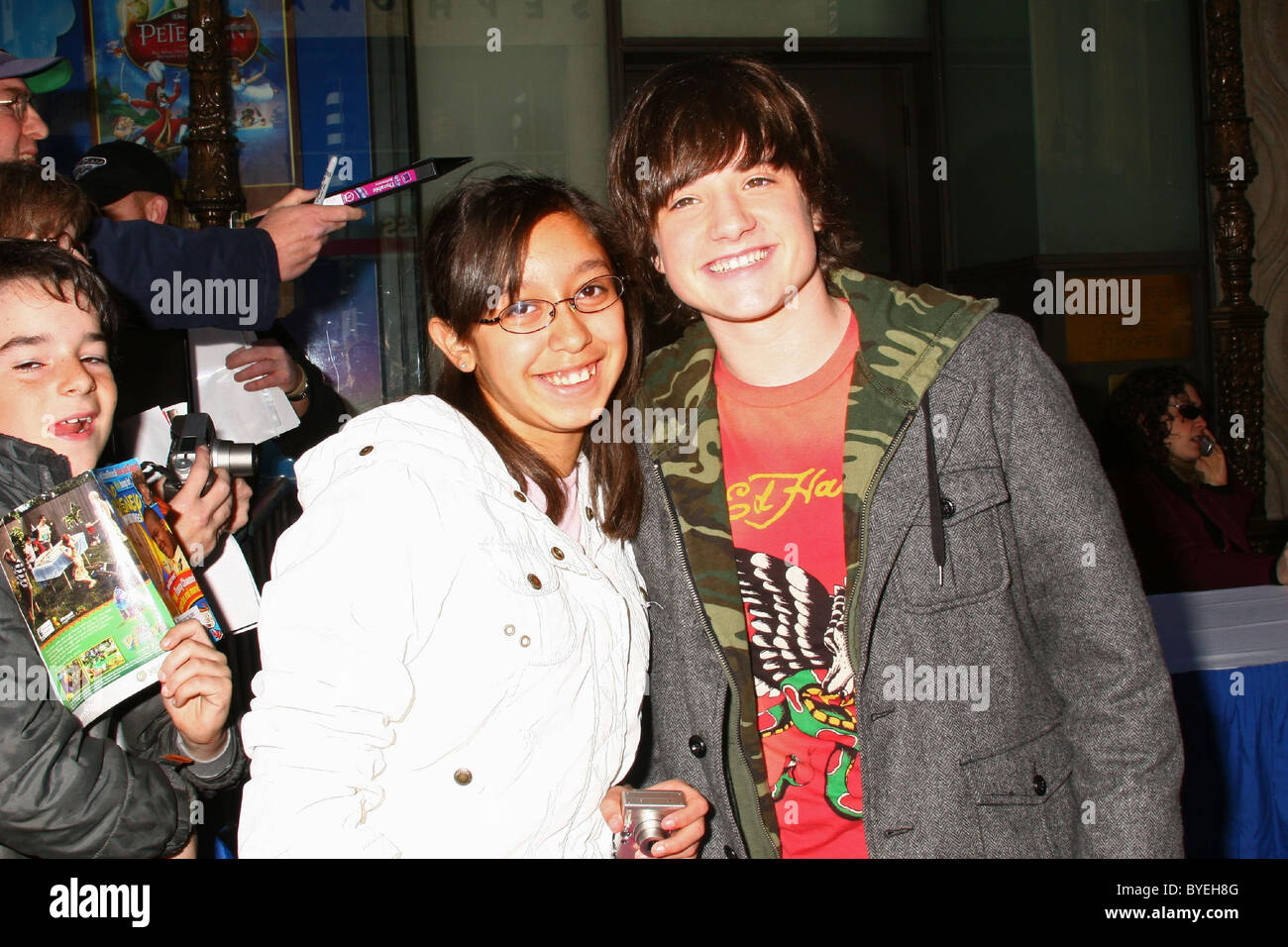 Josh Hutcherson with fan Jessica Pinon Los Angeles Premiere of "Bridge ...