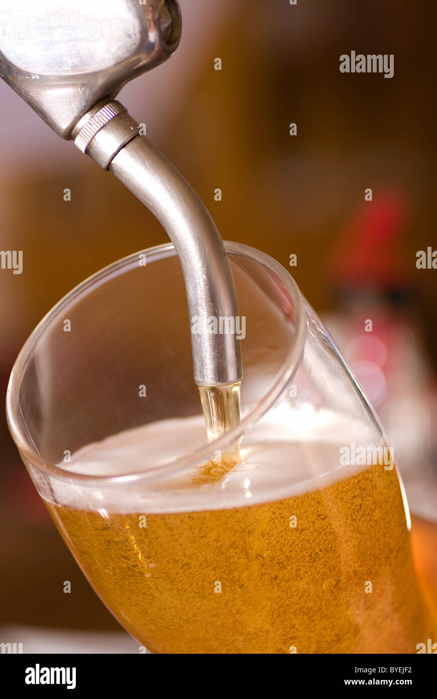Serving a fresh draft lager from the tap Stock Photo - Alamy
