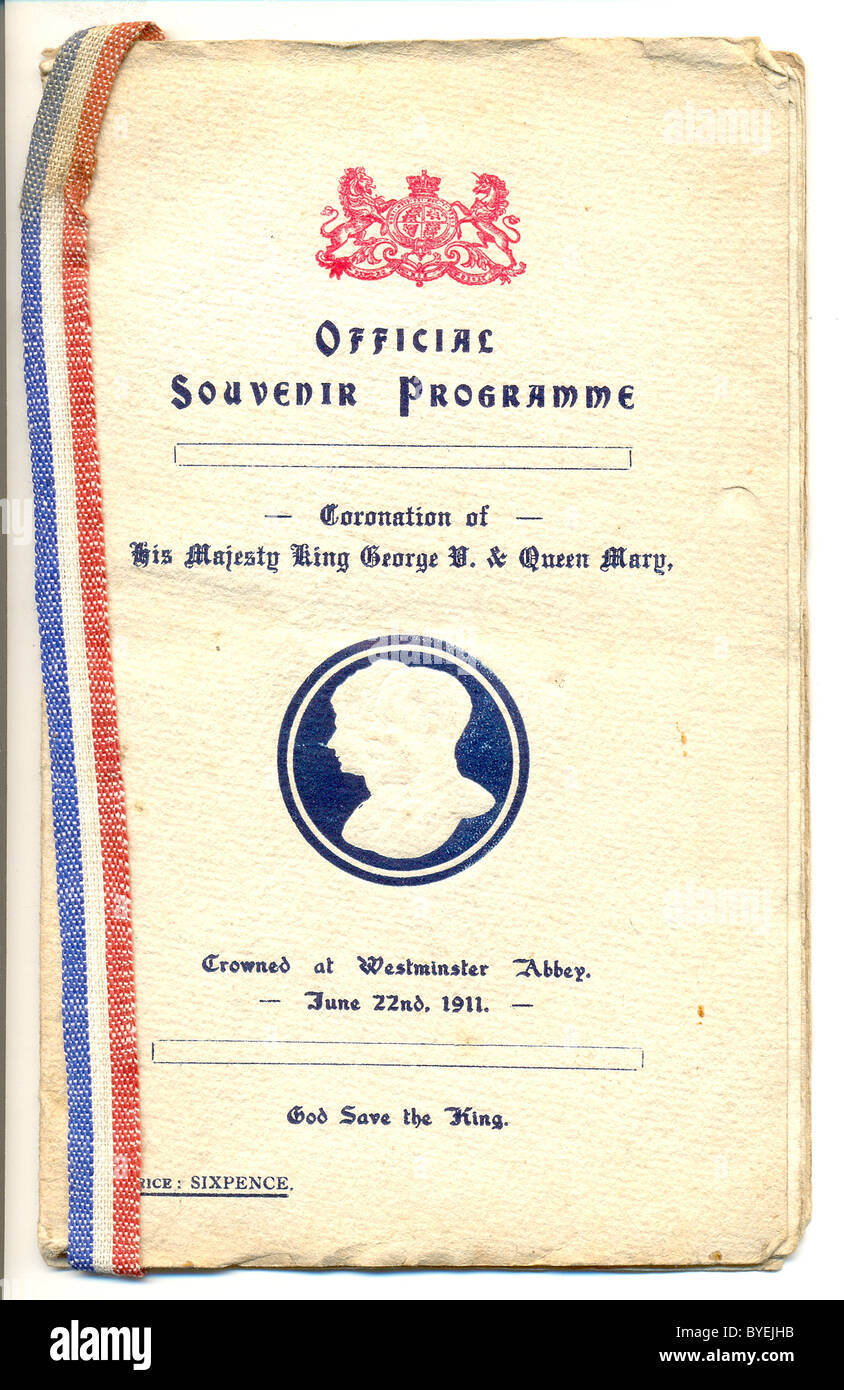 programme for Coronation of King George V and Queen Mary Stock Photo ...
